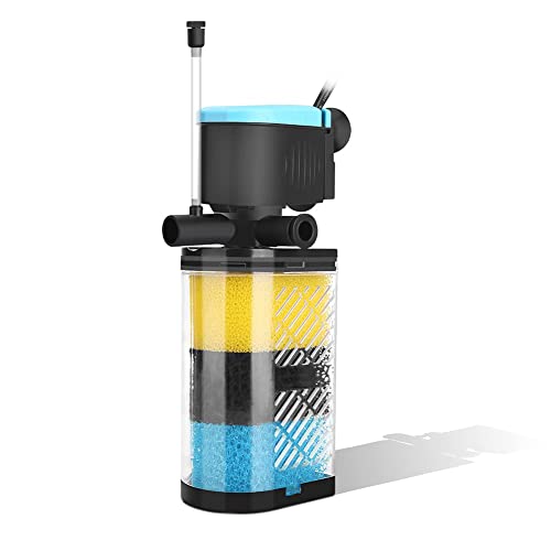 Kulife 3-Stage Aquarium Filter in-Tank Filter Internal Filter Turtle Filter for 40-70 Gallon Fish Tanks with Dual Water Outlet and Aeration