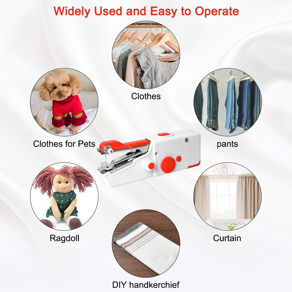LorSou Handheld Sewing Machine, Mini Portable Electric Sewing Machine for Beginners Adult, Easy to Use and Fast Stitch Suitable for Clothes,Fabrics, Cutains,DIY Home Travel