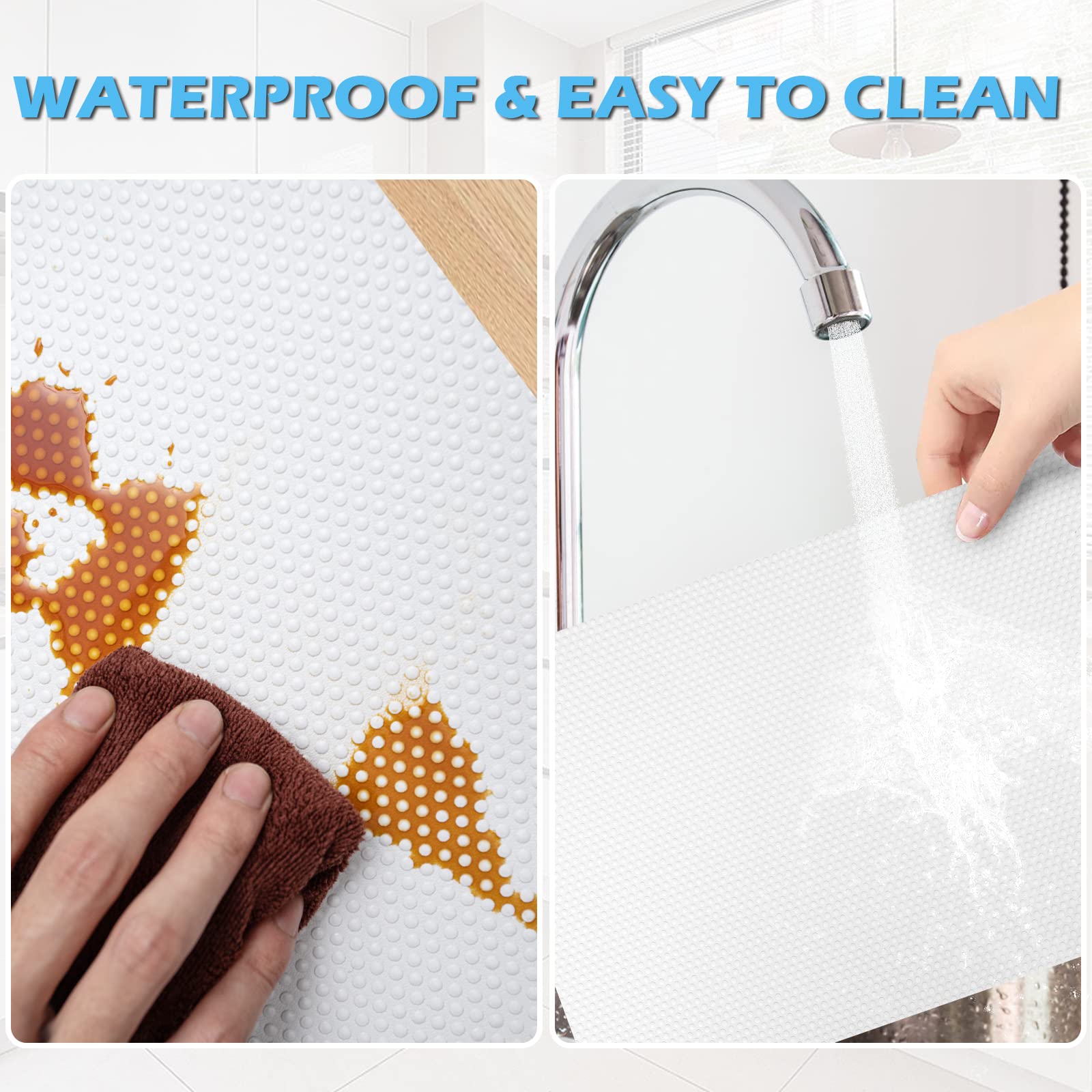 MooiFun Drawer Liners, Waterproof Shelf Liner, Anti-Slip Non-Adhesive BPA Free Kitchen Cupboard Cabinet Liner Refridge Fridge Mats Sink Protector Strong Durable for Home Office (12" x 60"/White)