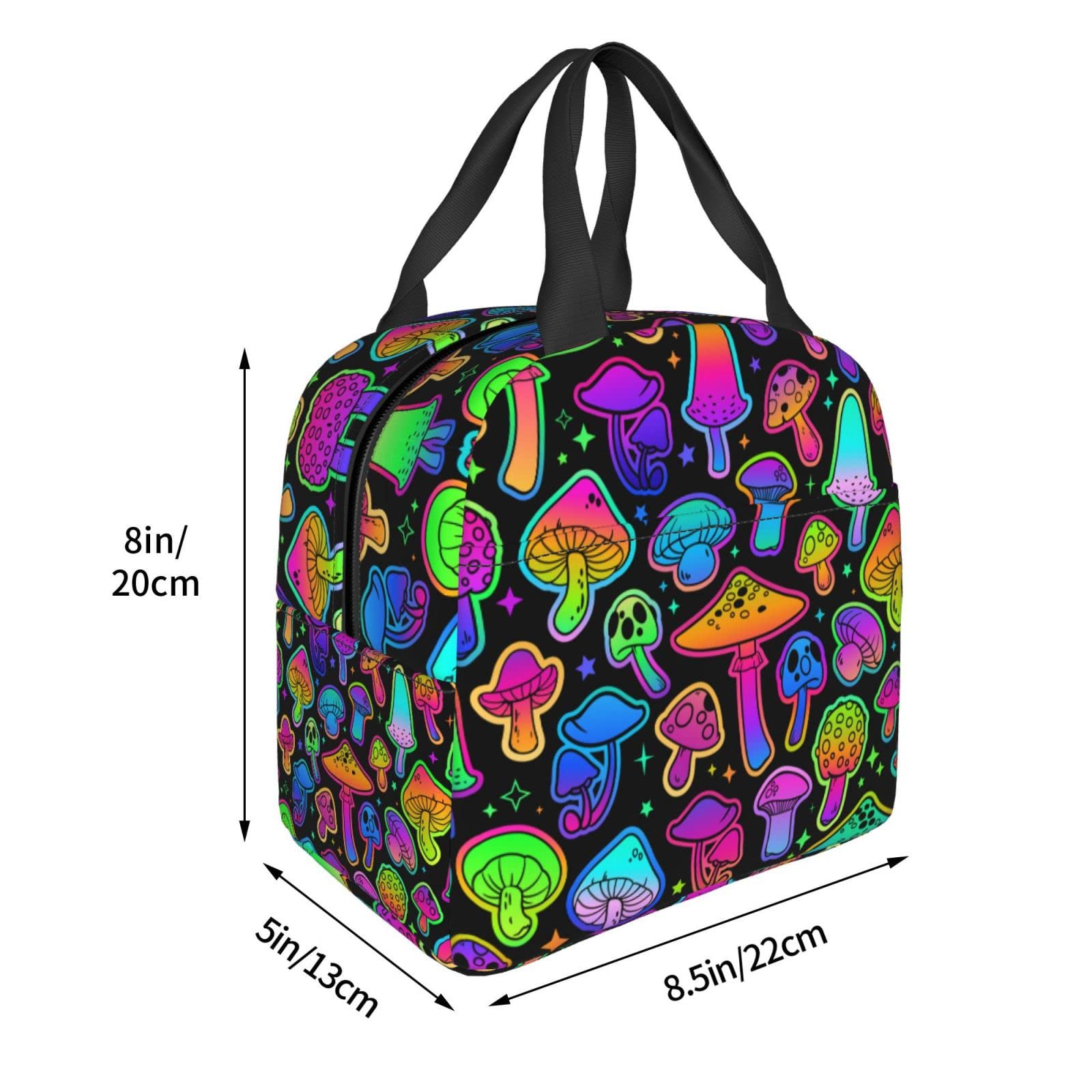 Psychedelic Magic Mushrooms 60s Hippie Reusable Insulated Lunch Bag For Women Men Waterproof Tote Lunch Box Thermal Cooler Lunch Tote Bag For Work Office Travel Picnic