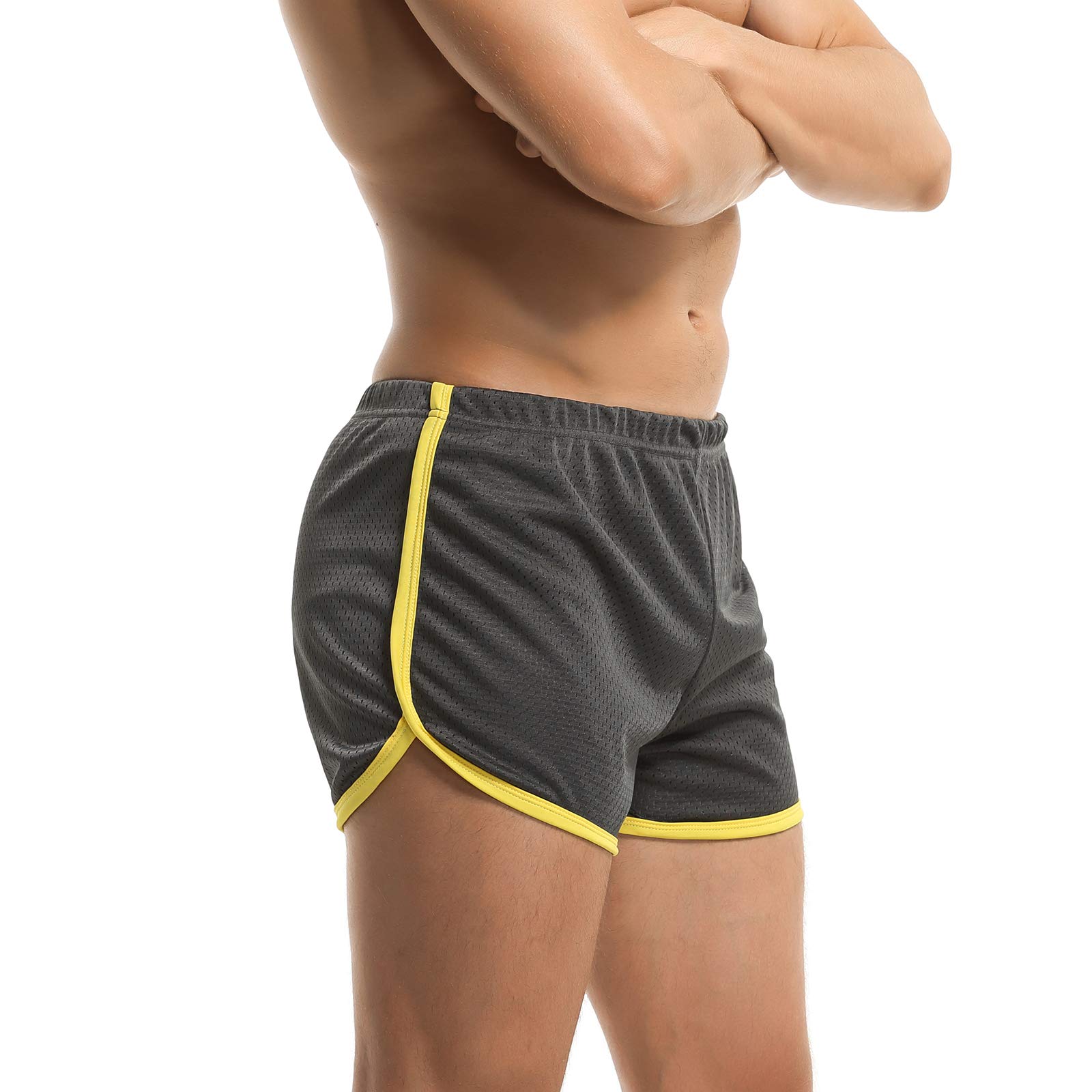 Men's Running Workout Bodybuilding Gym Shorts Athletic Sports Casual Short Pants (Grey, Medium)