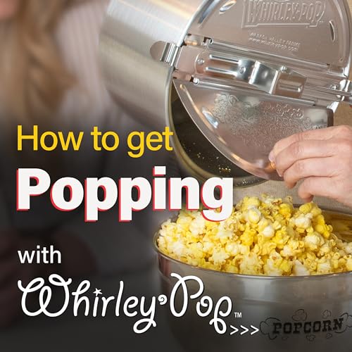 Platinum Series Whirley Pop Popcorn Maker - 6 Quart Stainless Steel Popcorn Popper, Popcorn Maker with Metal Gears, Wabash Valley Farms Stove Top Popcorn Maker (Stainless Steel)