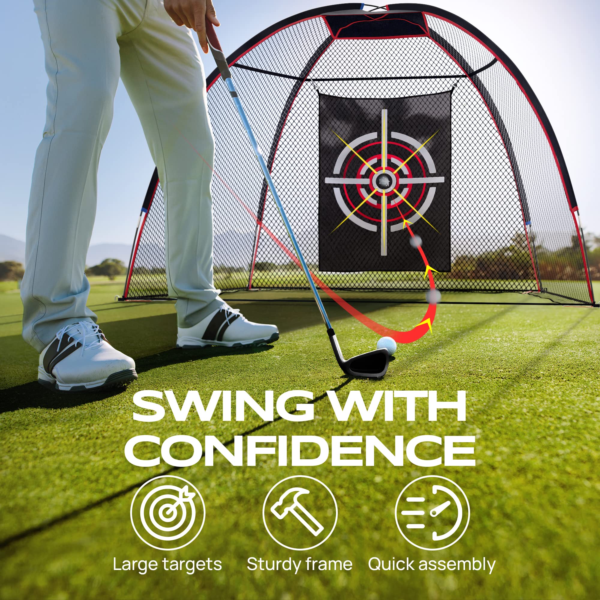 Shortyard Nylon Indoor Golf Nets for Backyard Driving Practice - 10x5.6x6.8 FT Golf Practice Nets for Backyard - 5Ply Knotless Golf Hitting Net with Mat - Golf Nets for Indoor Use Comes with Bag