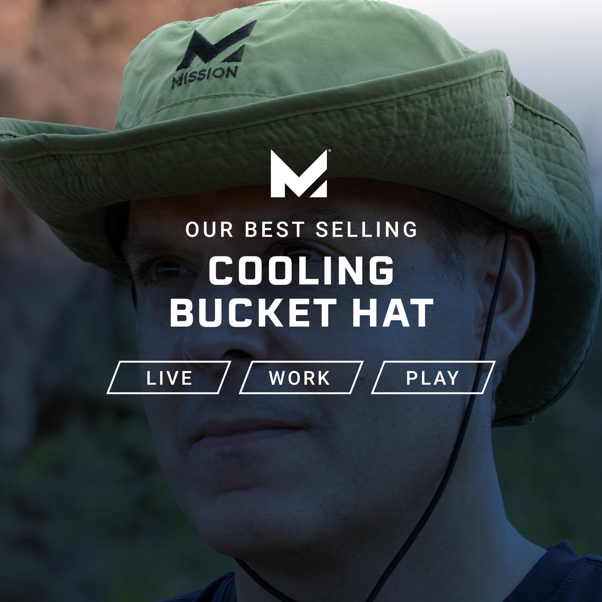 MISSION Mossy Oak Bucket Hat, Coastal Cloudbank - Unisex Wide-Brim Hat for Men & Women - Lightweight, Foldable & Durable - Cools Up to 2 Hours - UPF 50 Sun Protection - Machine Washable