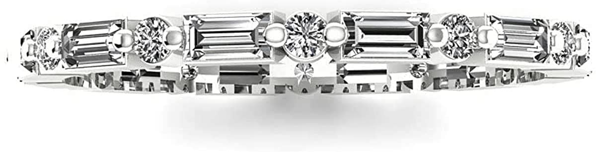 RITZIN 1.20TCW White Baguette Moissanite Diamond Eternity Handmade Moissanite Diamond Engagement Band Anniversary Band 925 Sterling Silver (5)