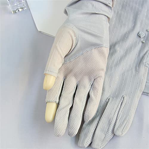N/A Summer Driving Gloves Women's Thin Ice Silk Extended Leak Two-Finger Riding Arm Guard Sleeves (Color : A, Size : One Size)