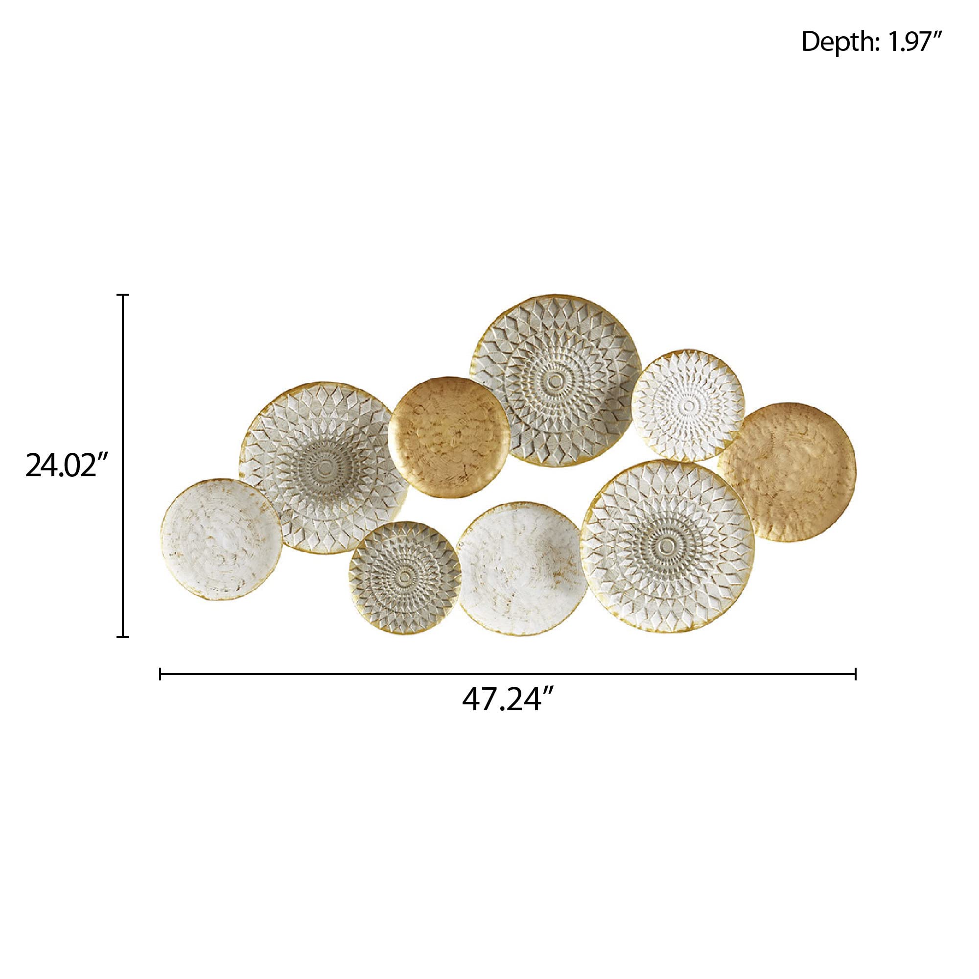 Madsion Park Wall Art Living Room Décor Legion Metal Plates Carving, Home Accent Modern Inspired Dining, Bathroom Decoration Ready to Hang Panel for Bedroom, 47.24" W x 24.02" H, Multi