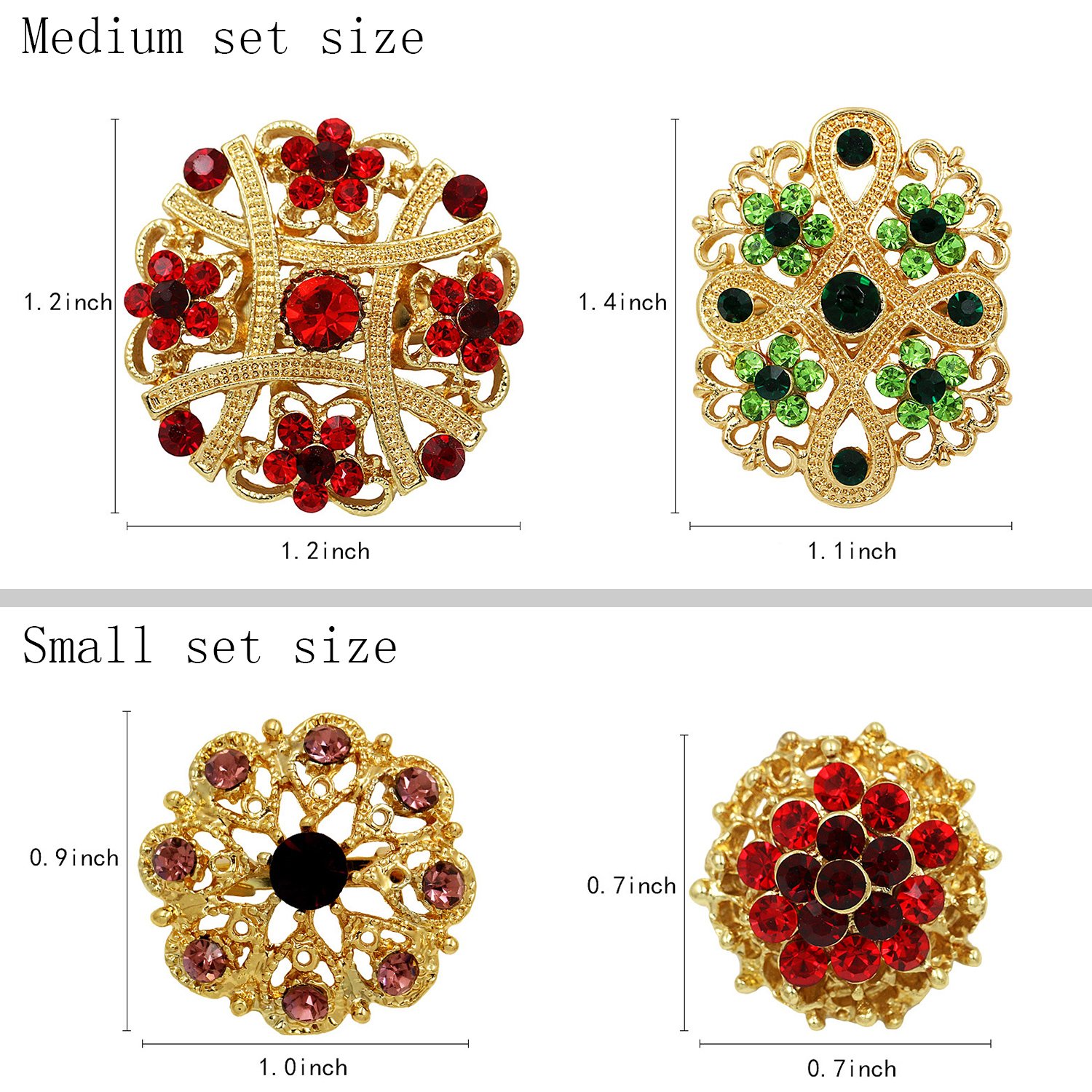 Lot 24pc Mixed Color Rhinestone Crystal Flower Brooches Pins