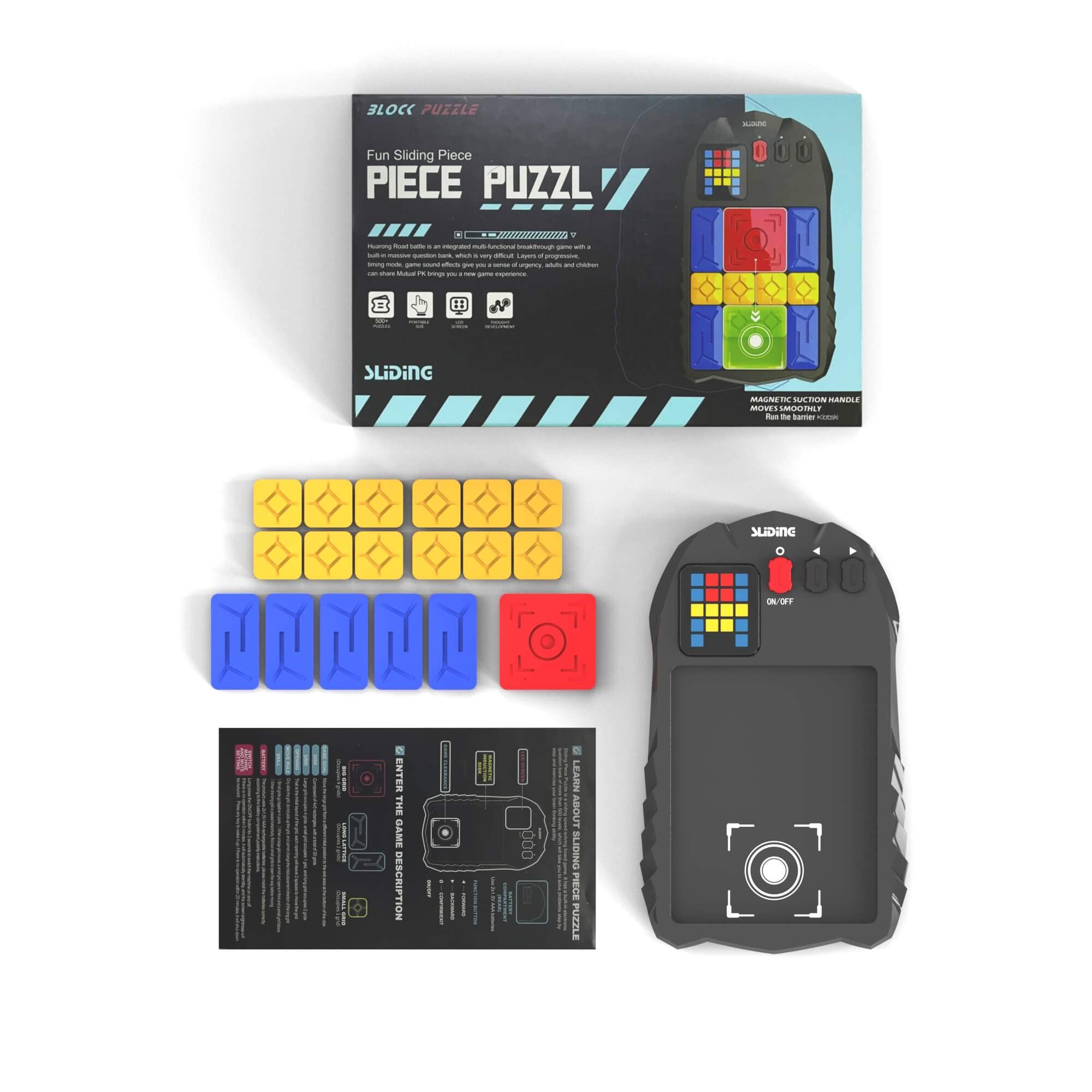 Sliding Puzzle Electronic Magnetic Games, 500 Levelled UP Challenges Brain Teaser Puzzles, Interactive Handheld Games Console, Electronic Learning & Education Travel Toys for All Ages
