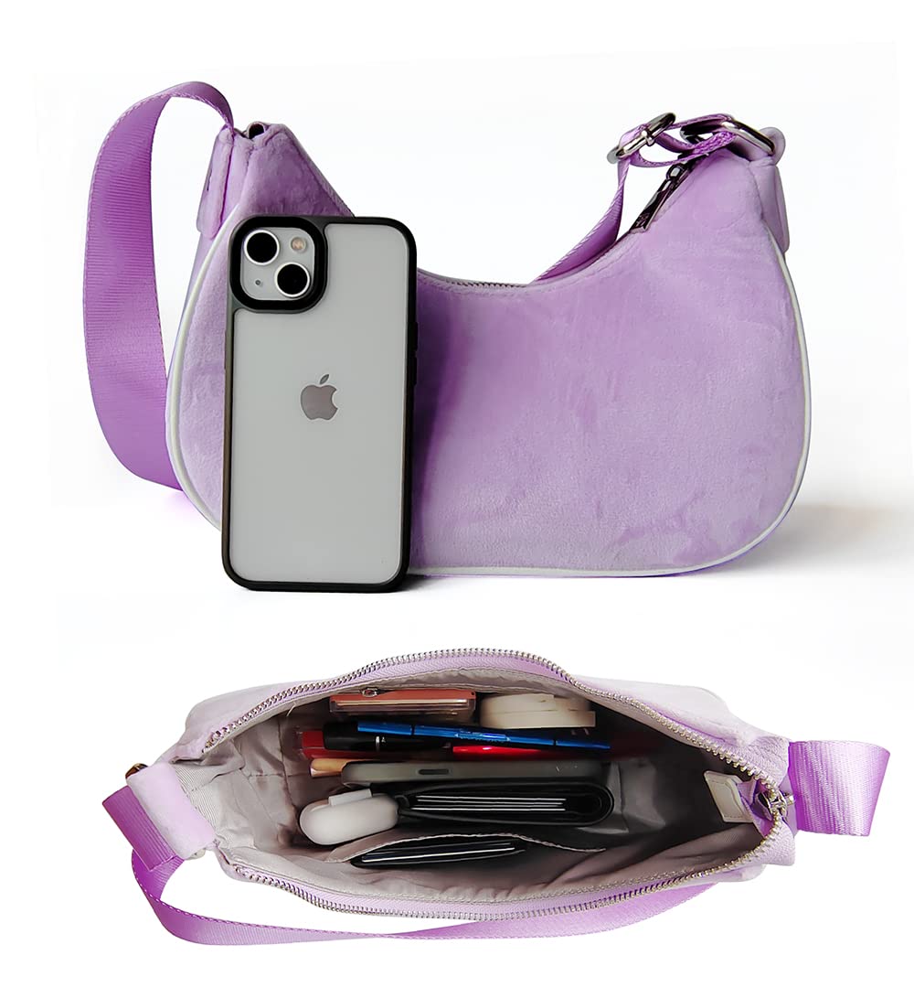 Shoulder Bag With Zipper Closure,Mini-Purses,handbags For Women In Lilac.