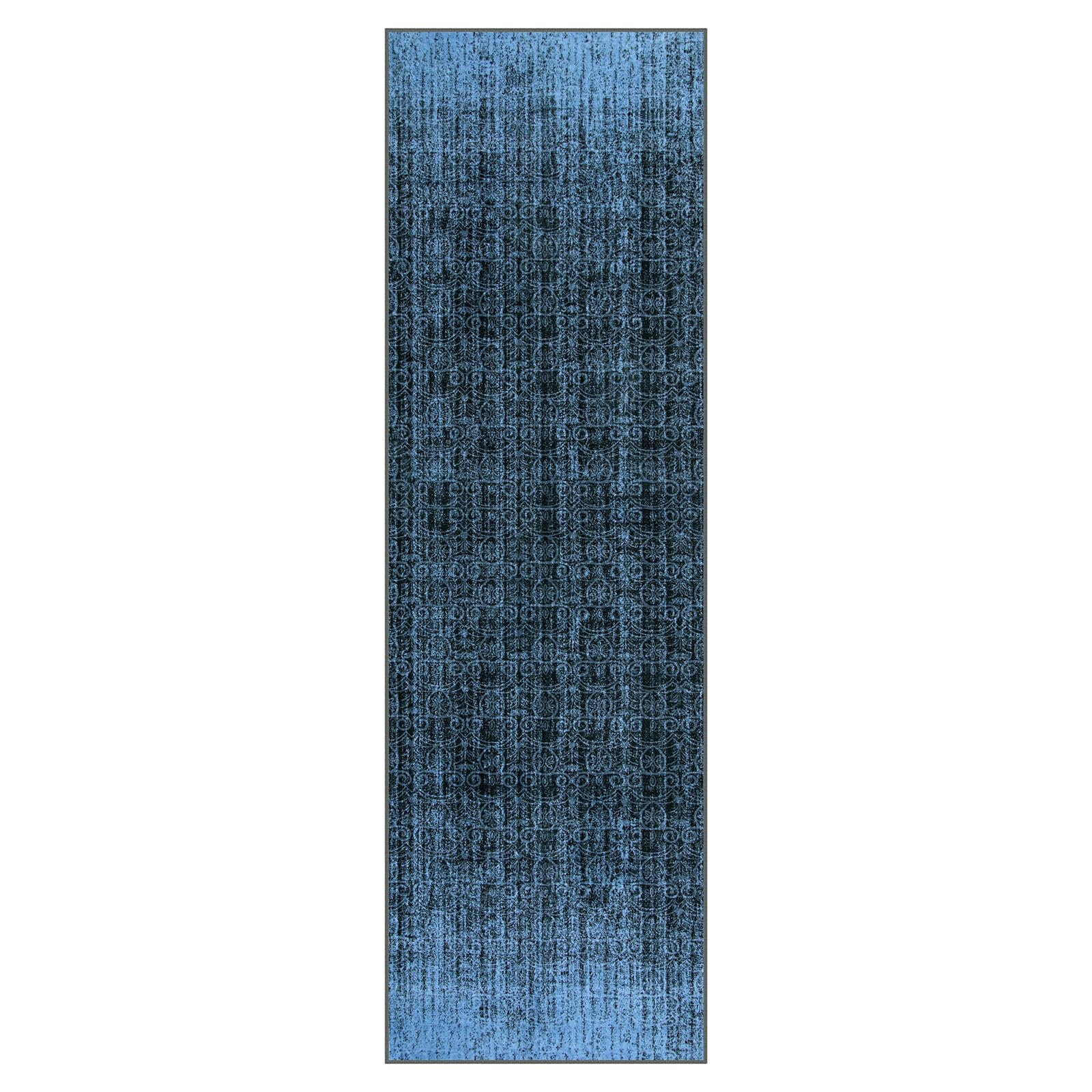 Wonnitar Washable Long Hallway Runner Rug, 2'6"x8' Non Slip Runners for Kitchen Floor, Modern Ombre Blue Non Shedding Ultra Thin Entryway Carpet Runners for Bathroom Hall