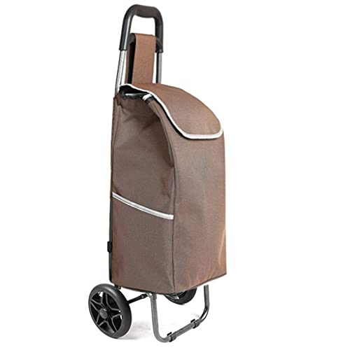 Shopping Trolley on Wheels Multi Function Shopping Cart Travel Elderly Cart Collapsible Portable Cart Luggage Cart Lever Car Trolley Storage Hand Trucks,Light Brown ,