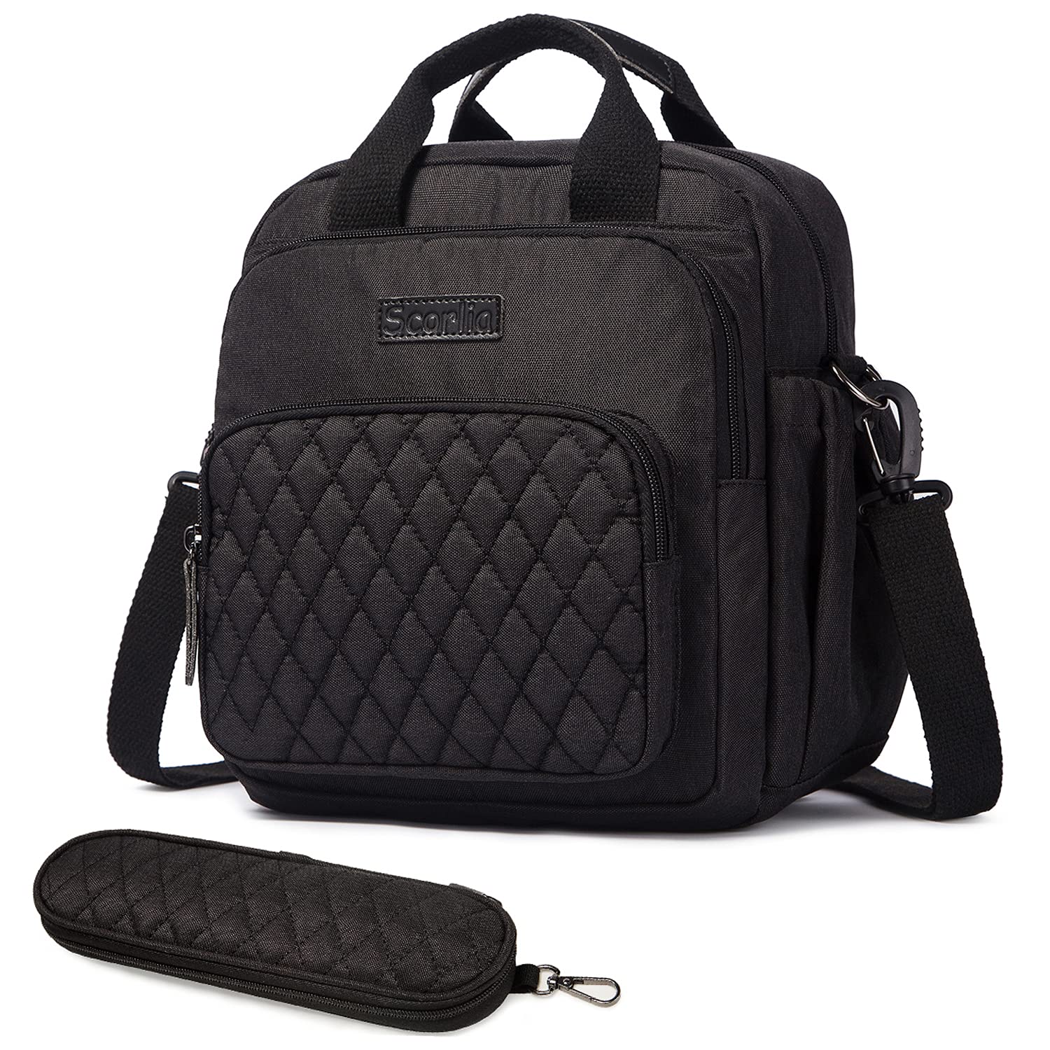 Scorlia Insulated Lunch Bag Thermal Backpack for Women/Men, Convertible Lunch Tote for Work Office, Tall lunch Cooler Box with Side pockets & Portable Flatware Storage Bag for Adult, Black
