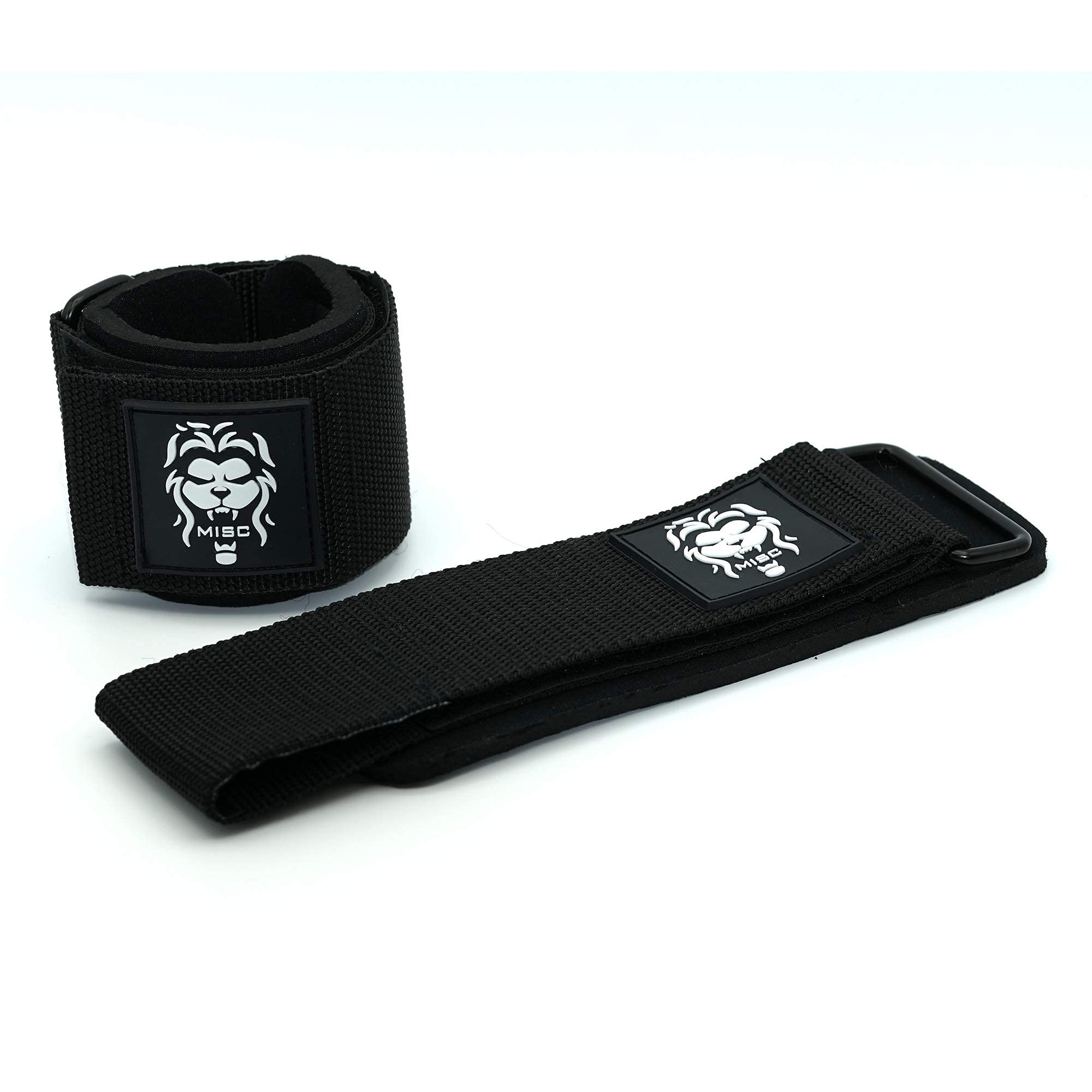 MISC FITNESS Wrist Wraps - Lifting Support Compression and Stabilization for Powerlifting Weightlifting Crossfit - Custom Fit Adjustable Fixing Tape Extra Wide Strap with Steel Buckle - Black V2