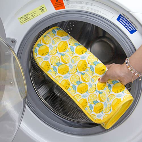 Reversible Ultra Absorbent Microfiber Dish Drying Mats 2 Pack. Air Dry Plates, Bowls, Flatware, Cups, Mugs and More on Kitchen Countertops. Machine Washable and Super Fast Drying (Lemon)