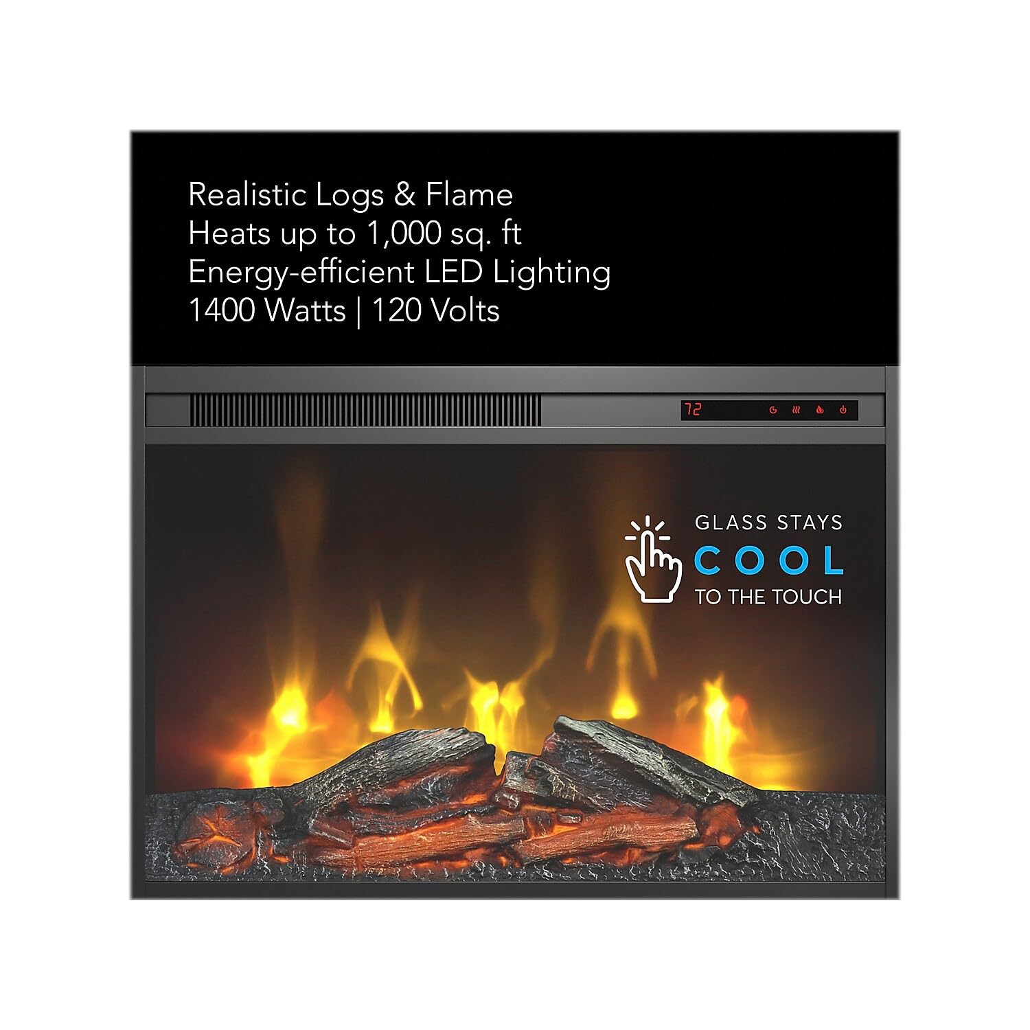 Office by kathy ireland Method Floor Standing Electric Indoor Fireplace with Shelf, 32-inch W, White (KI70209FRK)