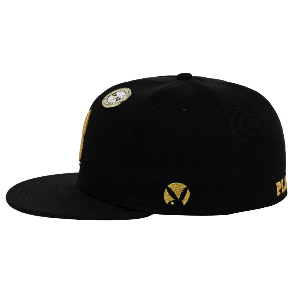 Playboy Gold Rush Script Fitted Flat Bill Cap (blk/gl, 7 3/8)