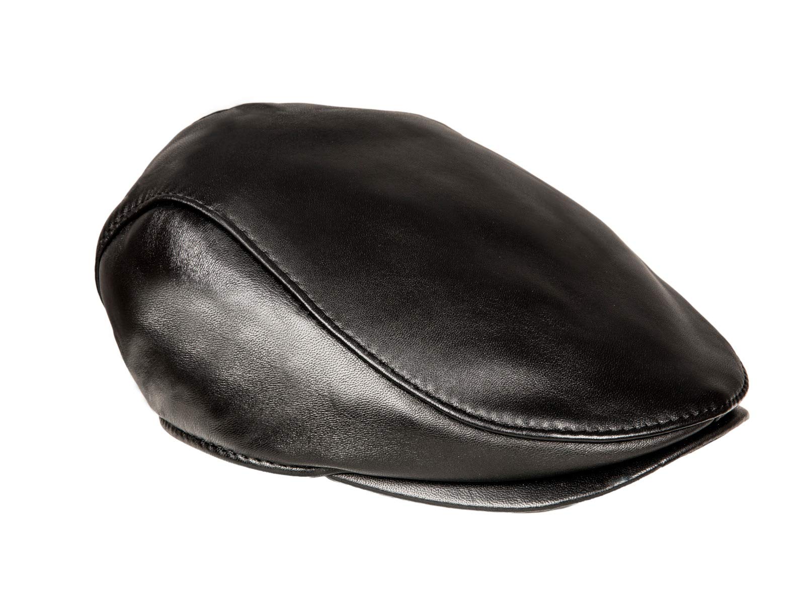m metellıno METELLINO, Men's Leather Flat Cap, Newsboy Cap, Black Ivy Hats