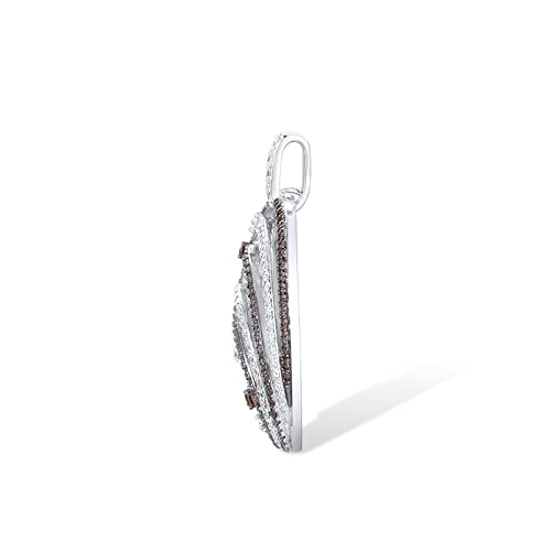 Santuzza 925 Sterling Silver Spin Pattern Pendant Nano Brown Spinel Cubic Zirconia Circle Pendant for Women
