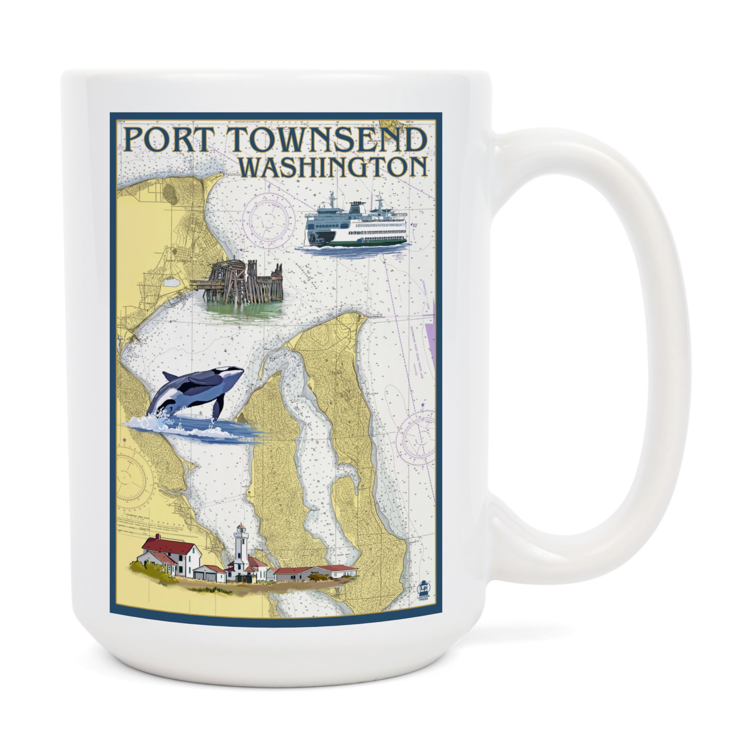 Lantern Press Port Townsend, Washington, Port Townsend Nautical Chart (15oz White Ceramic Coffee and Tea Mug, Dishwasher and Microwave Safe)