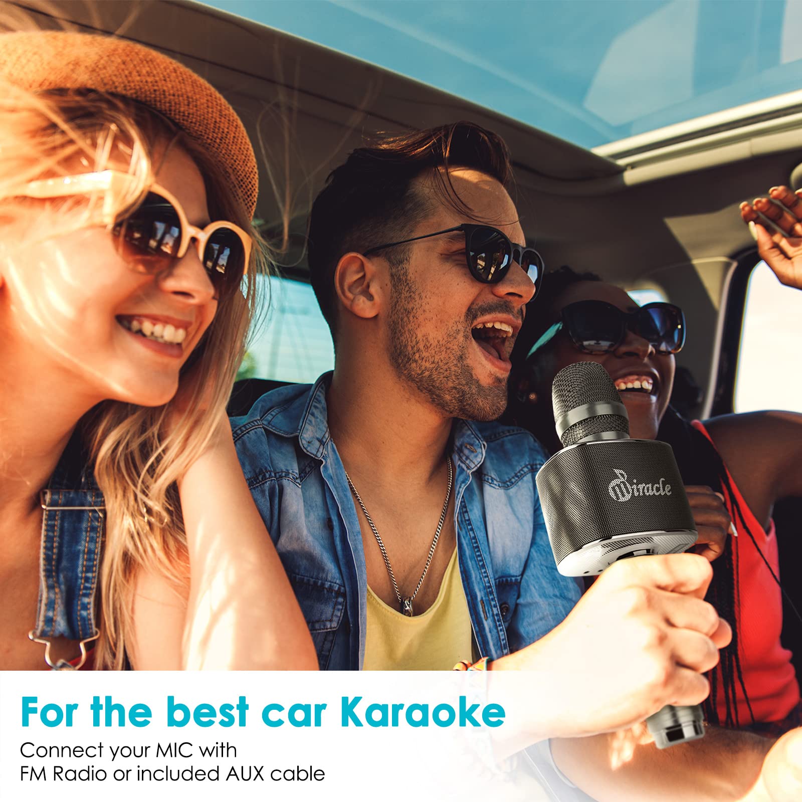 M100 - Bluetooth Karaoke Microphone, Carpool Karaoke Microphone, Bluetooth Microphone Wireless, Portable Handheld Karaoke Mic and Speaker with LED Screen, Wireless Microphones for Kids and Adults