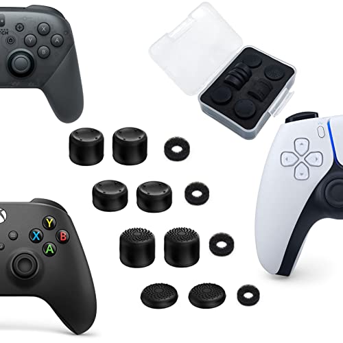 ShiMa Owl Thumb Grip Controller Gamepad Raised Antislip Thumb Stick Grips Thumbsticks Joystick Cap for PS5/4,Xbox one/SX/SS,Switch Pro Controller-Precision Rings(4pcs),Case,Thumb Grips(8pcs),Black set