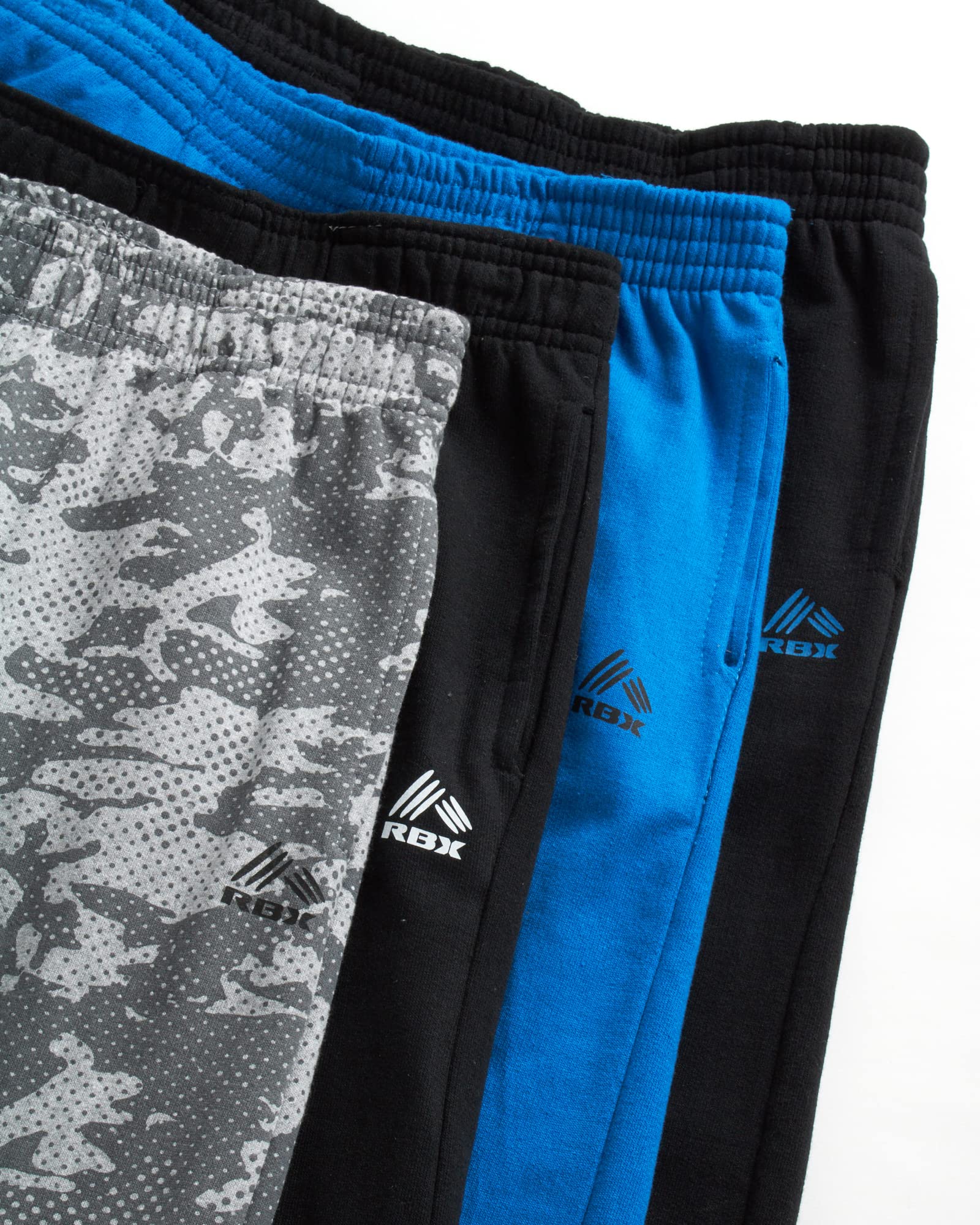 RBX Boys Sweatpants 4 Pack Active Fleece Jogger Pants (Size 8-20), Size 1416, BlueMidnightMidCamo