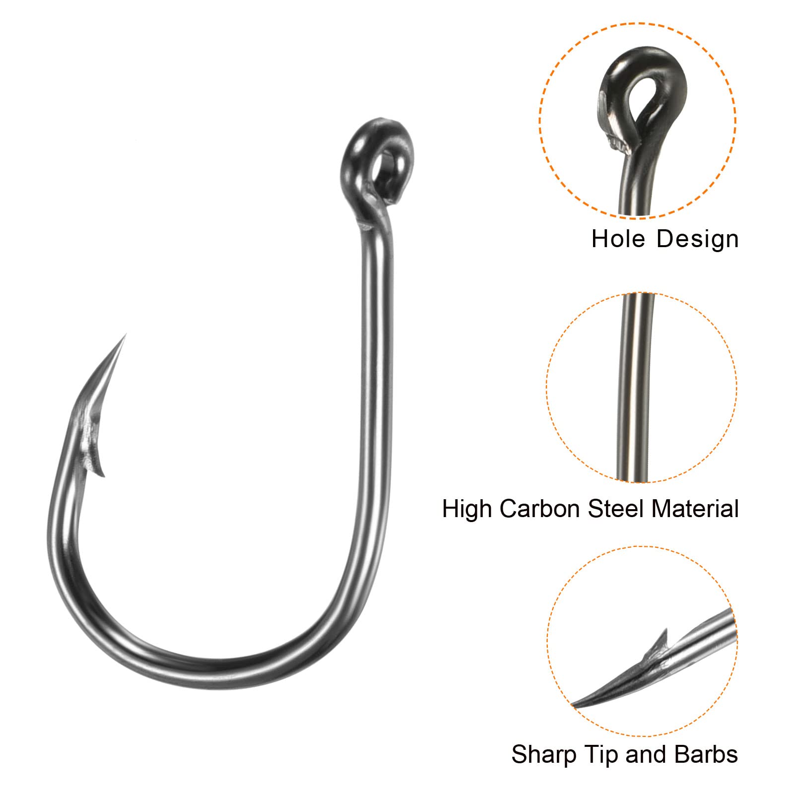 PATIKIL 10 Sizes Catfish Hooks, 100 Pack 3#-12# Claw Fish Hook Fishing Hook High Carbon Steel J Shaped with Barbs for Freshwater Saltwater, Black