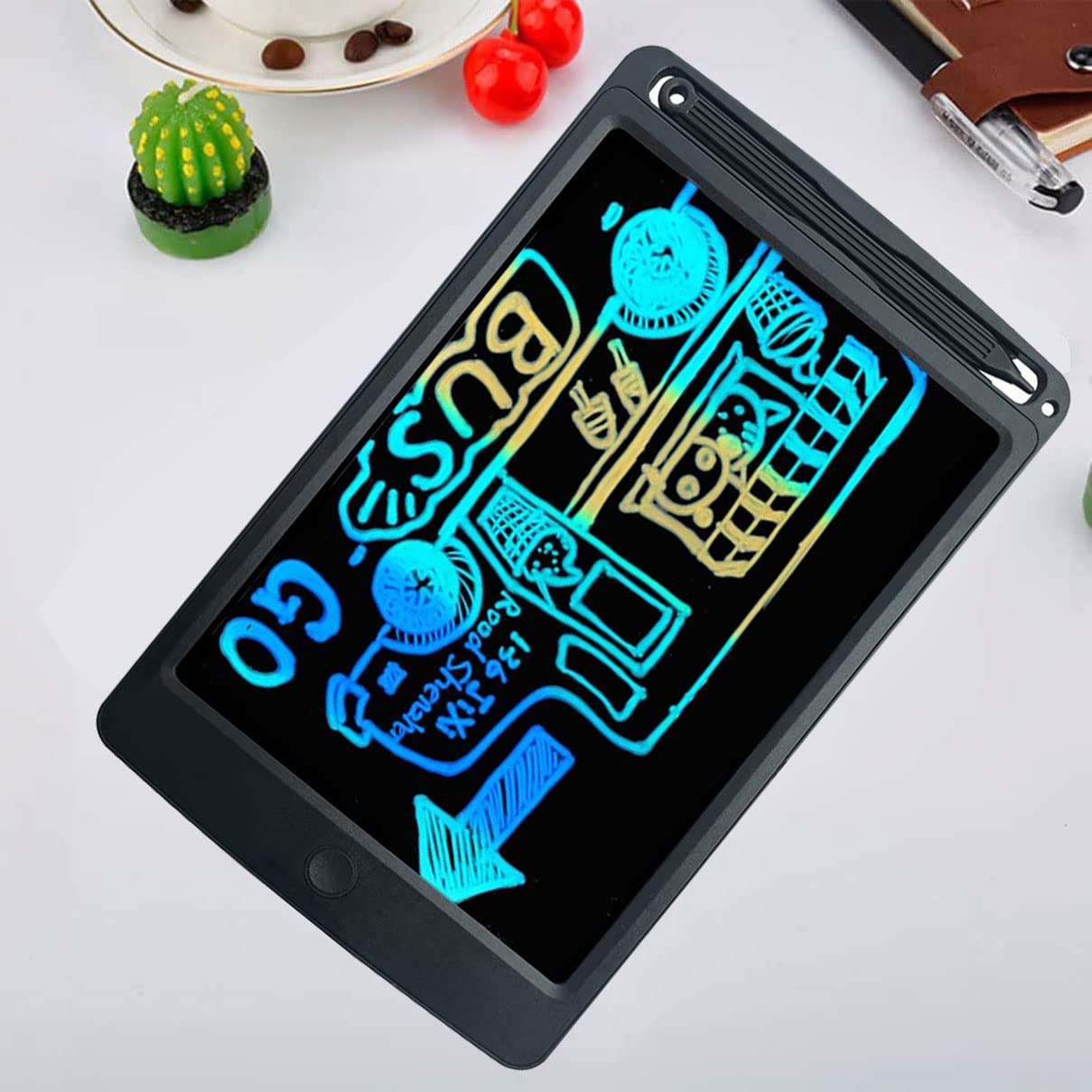 ScriMemo LCD Writing Tablet,10-Inch Drawing Tablets Kids Doodle Board Colorful Sketch Pad Reusable Magnetic Drawing Board Gifts for Kids and Adults at Home, School and Office (Black)