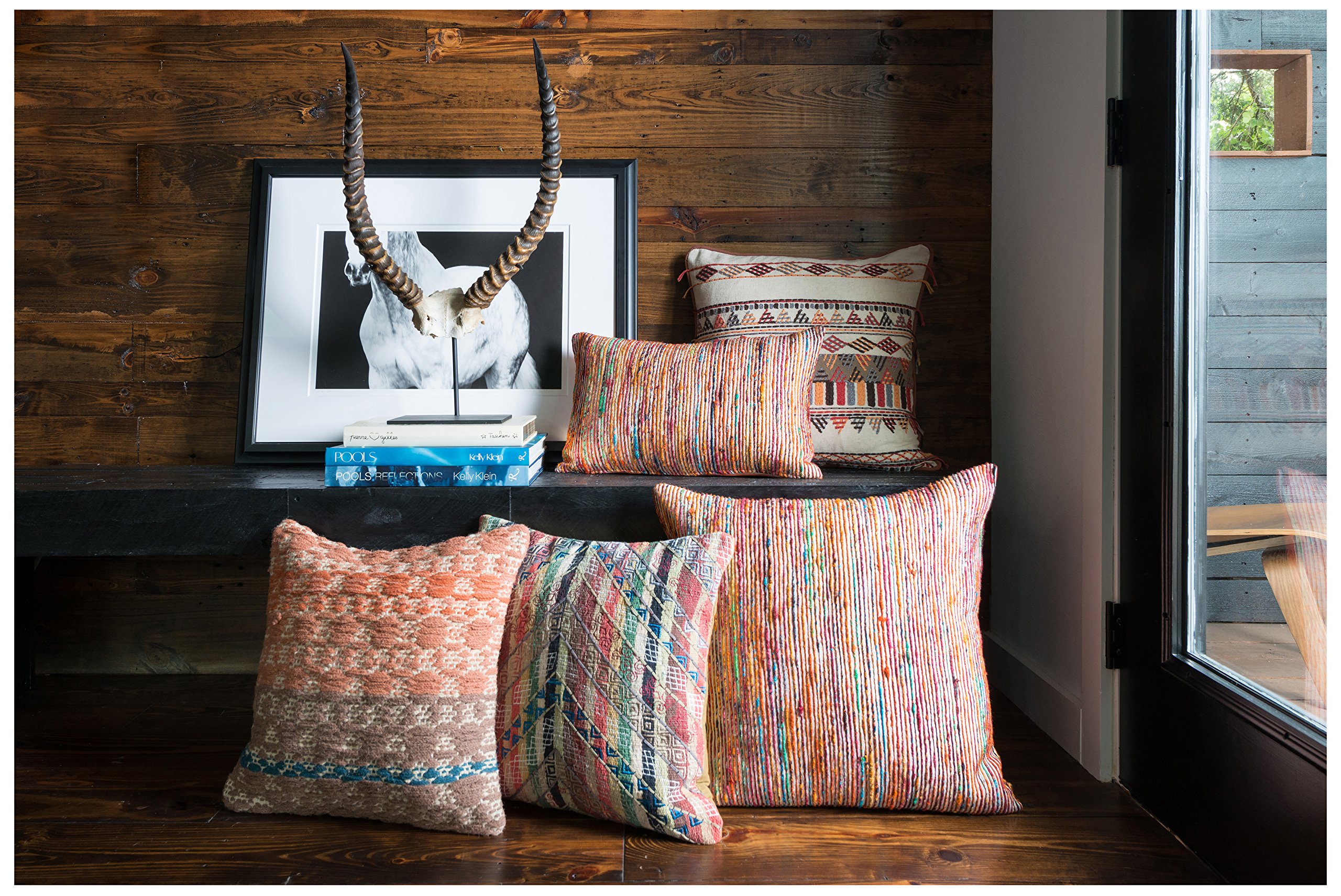 Loloi Loloi-PSETP0242RUMLPIL3-Rust/Multi Decorative Accent Pillow 22" x 22" Cover w/Poly, Rust/Multicolor
