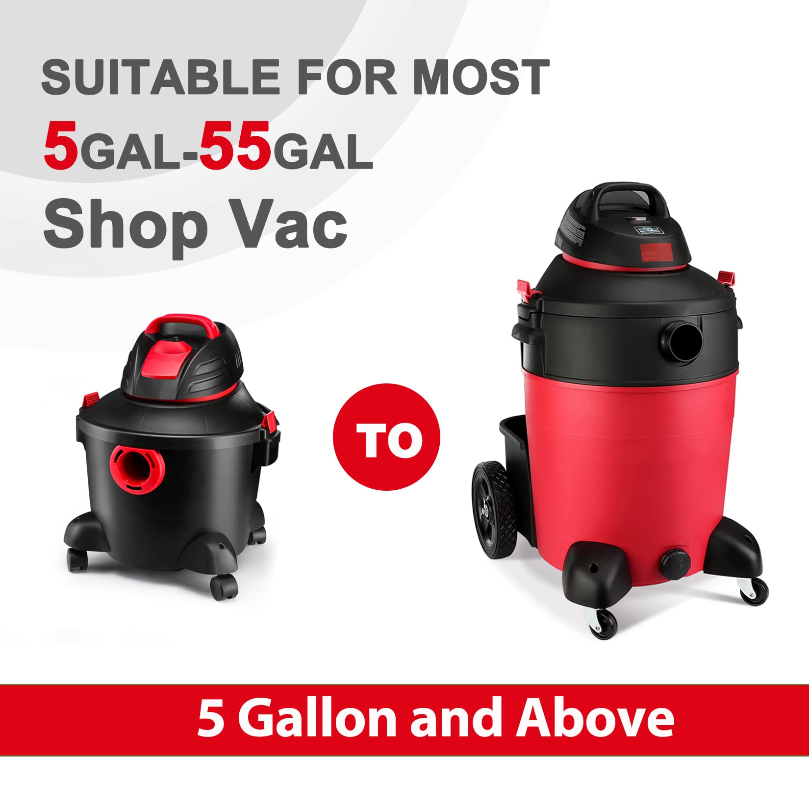 Shop-Vac 5989400 8 Gallon 6.0 Peak HP Wet/Dry Vacuum + 90585 Foam Sleeve Filter 5 Pack