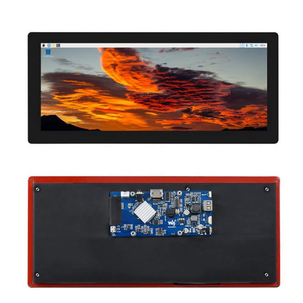 XYGStudy 12.3inch IPS HDMI 1920×720 Capacitive Touch Screen LCD Monitor High Brightness with Toughened Glass Panel 12.3inch HDMI LCD