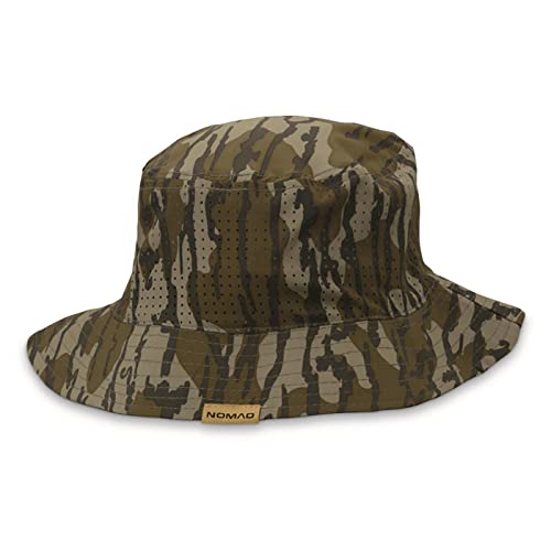 Nomad Mens Bucket Hat | Anti-Glare & Moisture Wicking Hunting Hat, Mossy Oak Bottomland, One Size