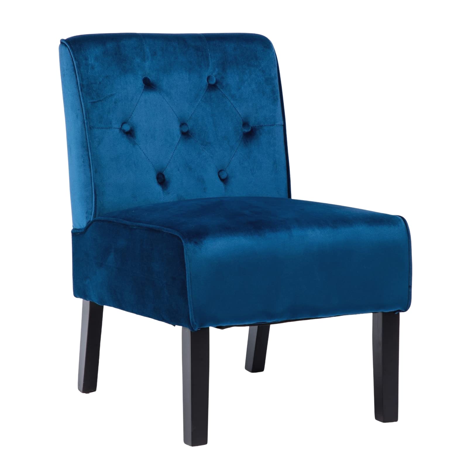 Living Room Chairs Armless Accent Chairs Comfy Bedroom Chair Velvet Side Sitting Chairs Modern Fabric Sofa Slipper Chair for Reading Blue