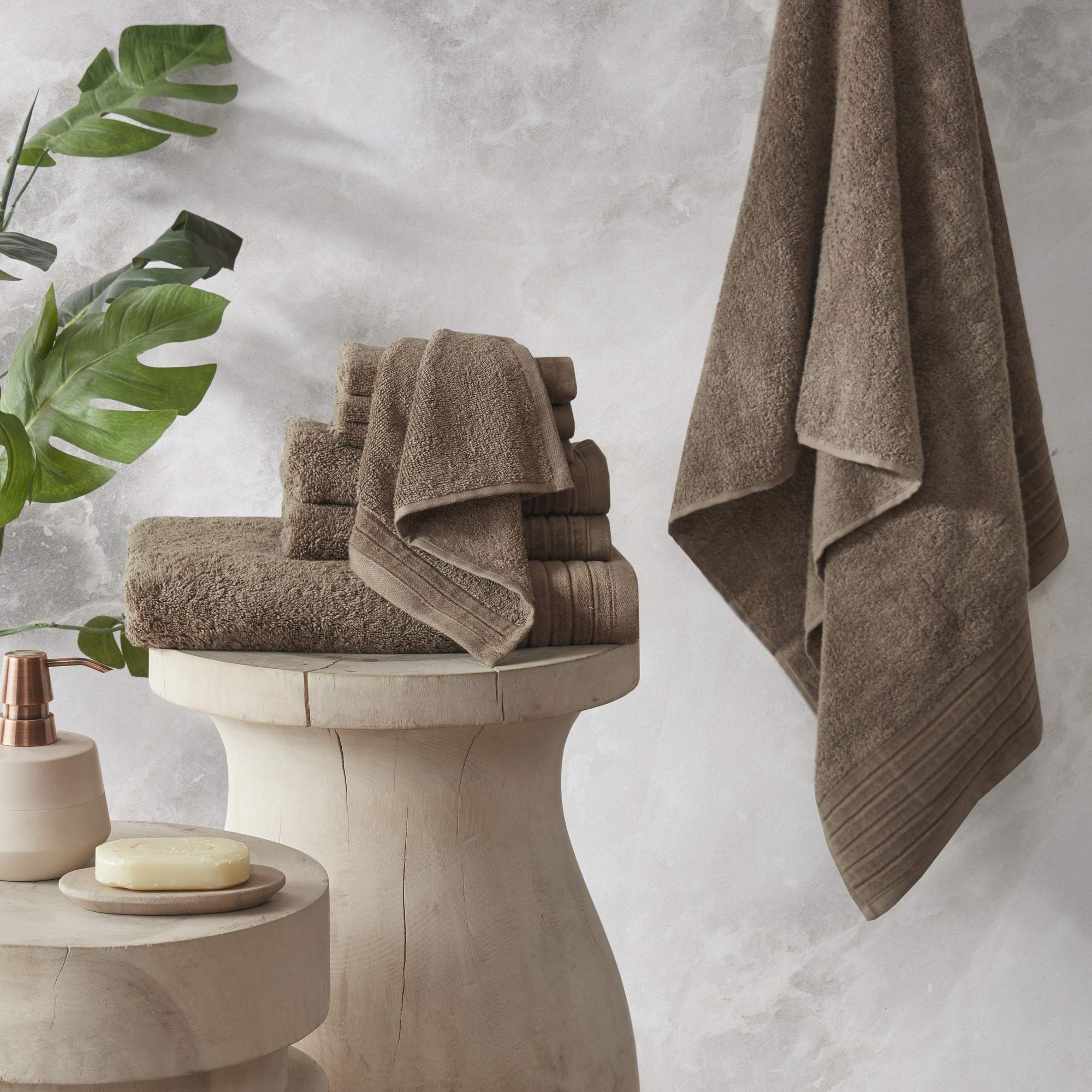 Madison Park Mirage Solid 100% Cotton 8 Piece Towel Set, Taupe