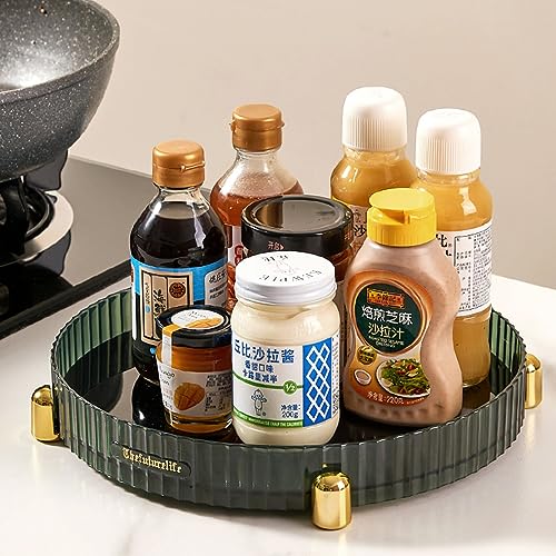 ROWNYEON 360 Rotating Makeup Organizer 1 Tier skincare organizers Bathroom Organizer Perfume Organizer Spinning Cosmetics Organizer for Vanity,Cabinets, Pantry, Fridge, Kitchen