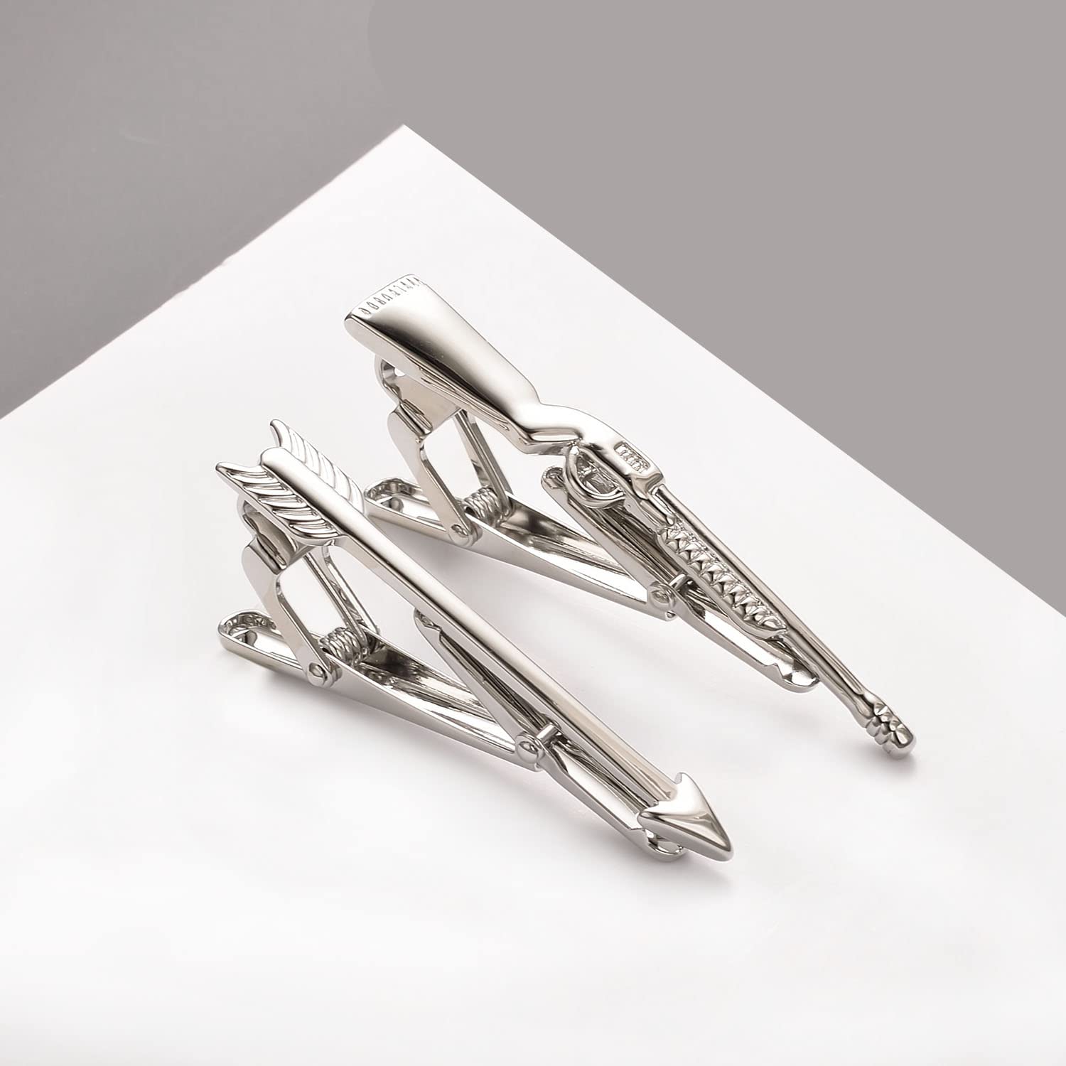 RunootPR Silver Tie Clip Set for Men Unique Sword 2.4" Business Tie Bar Personalized Jewelry Gift