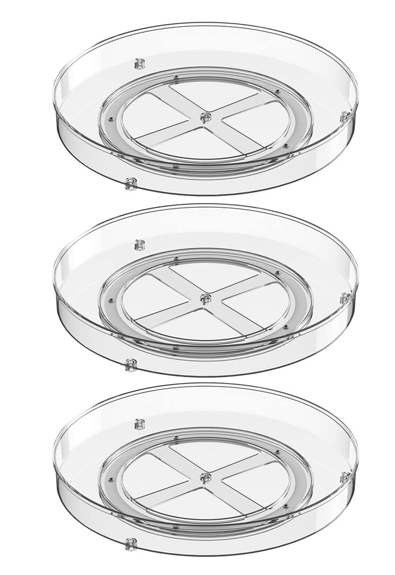 SANNO Lazy Susan Turntable Organizer Cabinet Organizer 12" Divided Lazy Susan Turntable Storage Container for Kitchen Cabinet