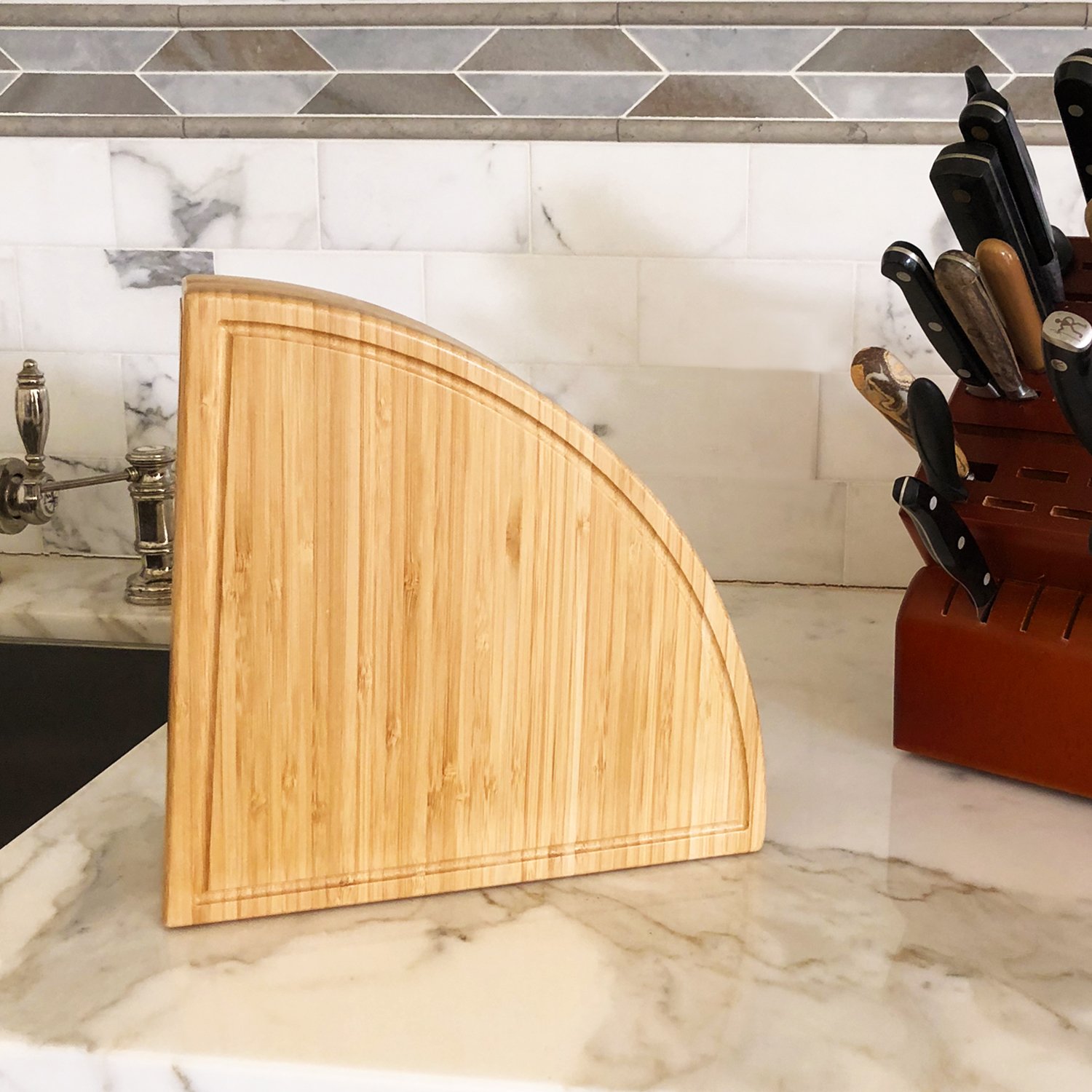 Picnic at Ascot Patented Personalized Monogrammed Engraved Bamboo Cheese/Charcuterie Board with Cheese Knives- Designed & Quality Checked in The USA