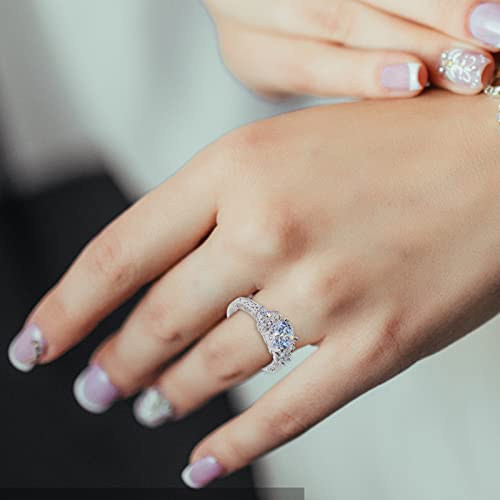 Rings for Women Natural Silver Gemstone Luxury Stylish Bride Engagement Wedding Party Ring Valentine's Day Gifts