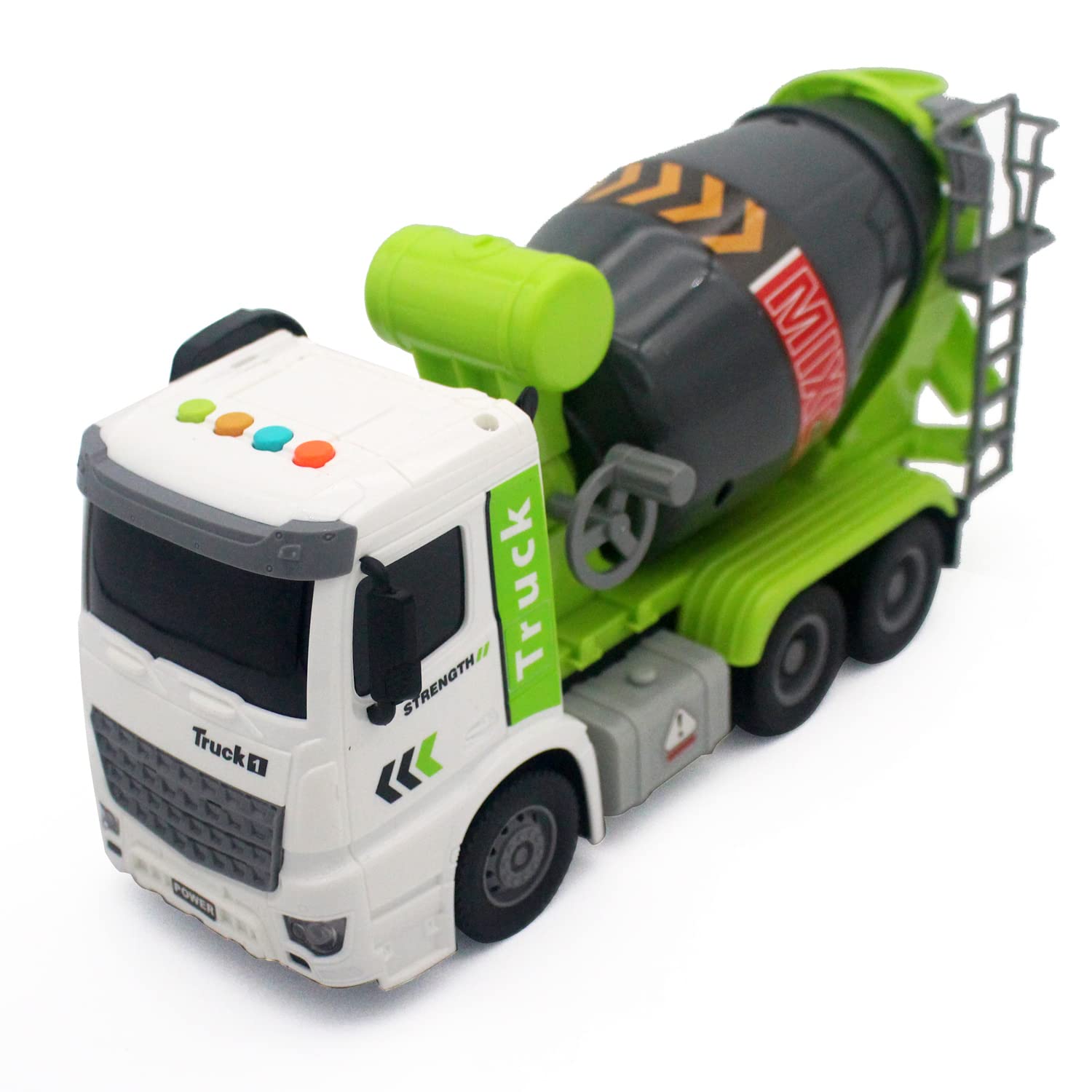 Tipmant Simulation Children's Engineering Vehicle Cement Mixer Truck Model Toy with Music, Light Kids Birthday Gifts Age 3+ (Green)