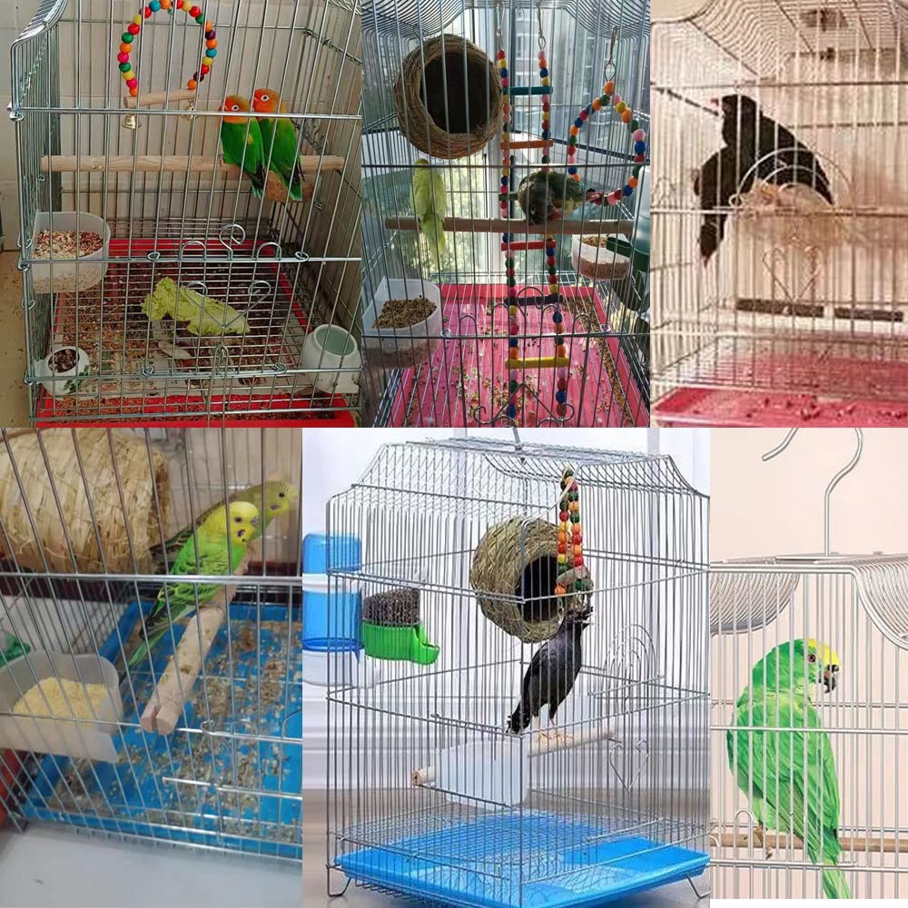 LANYOTA Rust Resistant Bird Cage, Pink, 13"W x 12.2"D x 17.3"H, Holds 1-2 Small Birds