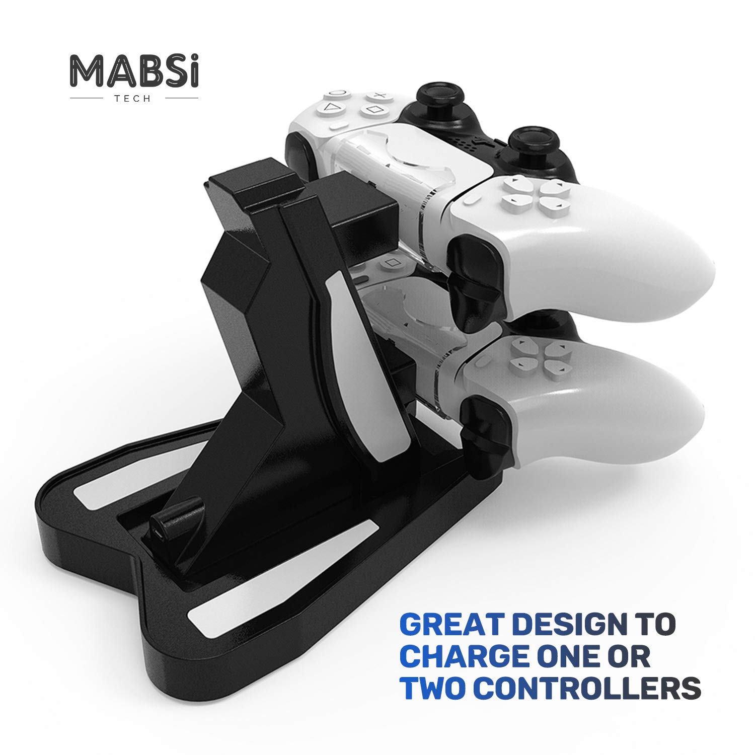 Mabsi Tech PS5 Dual Controller Charger, Charging Dock for PlayStation 5 / PS5 Fast Charging Station with LED Indicator - PS5 Accesories