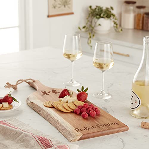 PICNIC TIME Disney Mickey Mouse & Minnie Mouse Artisan 24" Acacia Charcuterie Board with Raw Wood Edge, Cheese Board, Serving Platter, (Acacia Wood)
