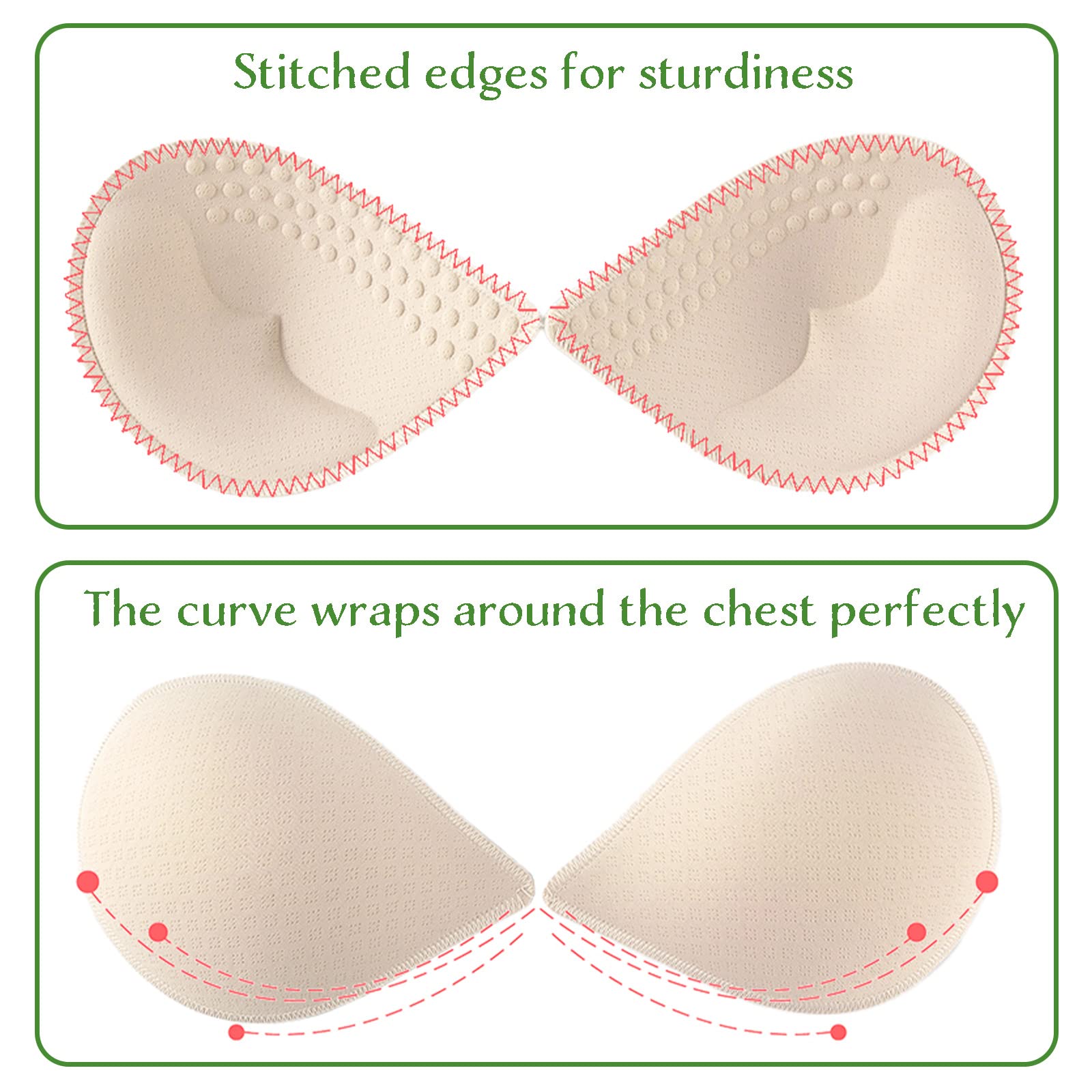 KOOAAICCHI Bra Pad Inserts Removable Bra Cups Inserts Bra Pads Sewed for Women's Sports Cups Bra - L