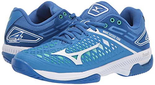 Mizuno Women's Wave Exceed Tour 4 All Court 4 Tennis Shoe, Nebulas Blue-White, 6