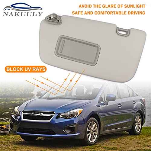 Nakuuly Left Driver Side Sun Visor Gray Compatible with Subaru Impreza WRX STI 2008 2009 2010 2011 2012 2013 2014 Replaces # 92011FG032ME