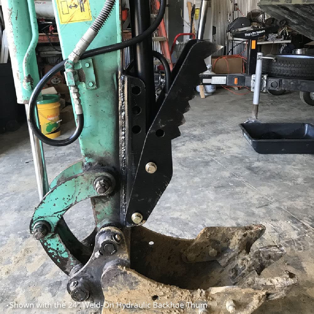 Titan Attachments 36in Hydraulic Backhoe Thumb Excavator Attachment, 1/2in Thickness Heavy-Duty Weld-On Mechanical Thumb with Hydraulic Cylinder