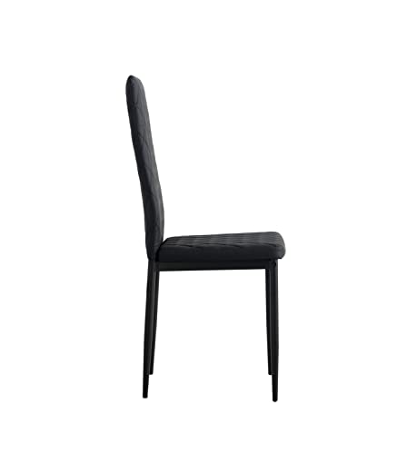 Lepfun 5 Pieces Set for 4, Kitchen Room Tempered Glass Dining Table, 4 Faux Leather Chairs, Black