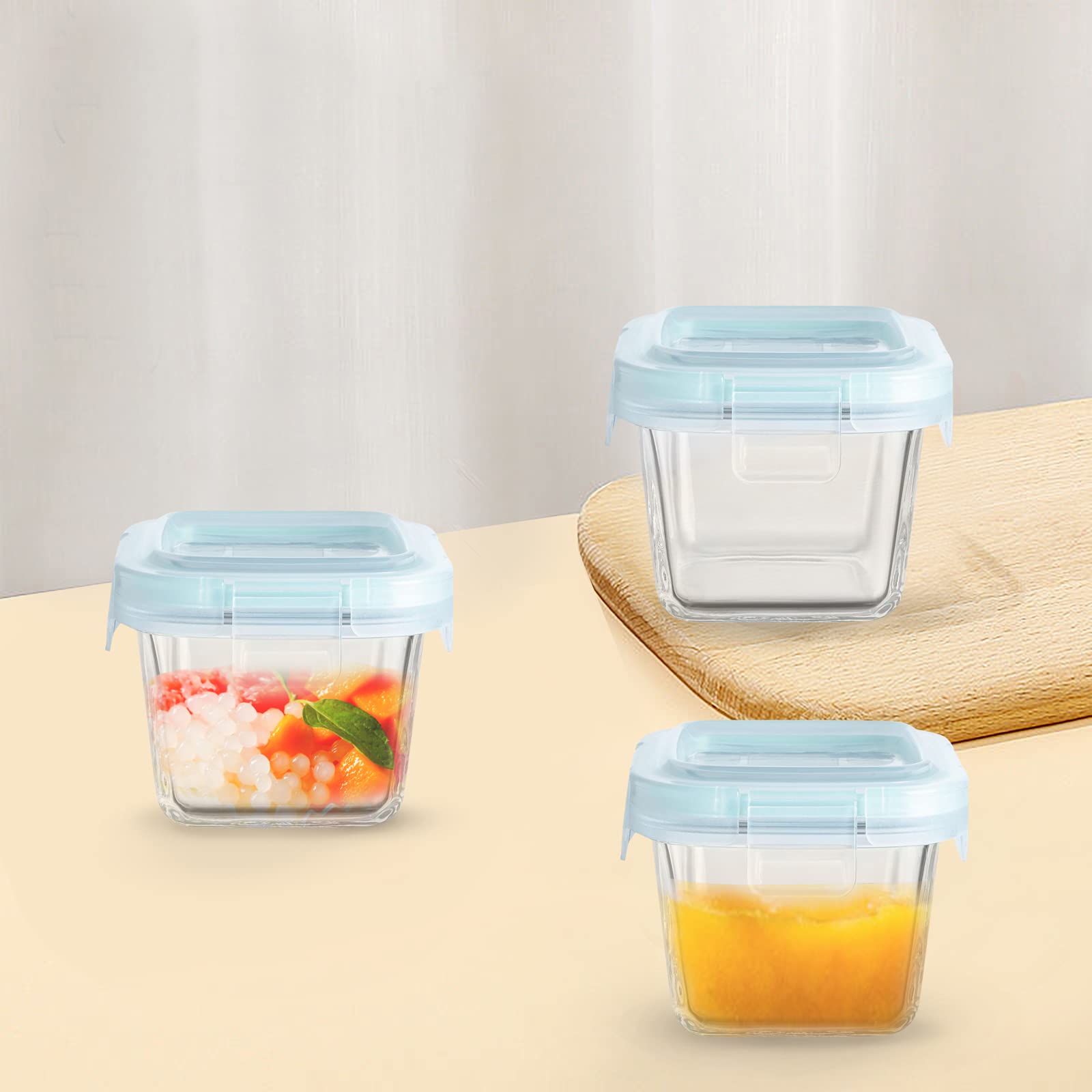 Small Glass Food Storage Containers Set of 12, 6oz Mini Glass Containers Airtight, Leakproof for Snacks, Dips, Overnight Oats, Condiment Salad Dressing Sauce, Microwave, Dishwasher Safe